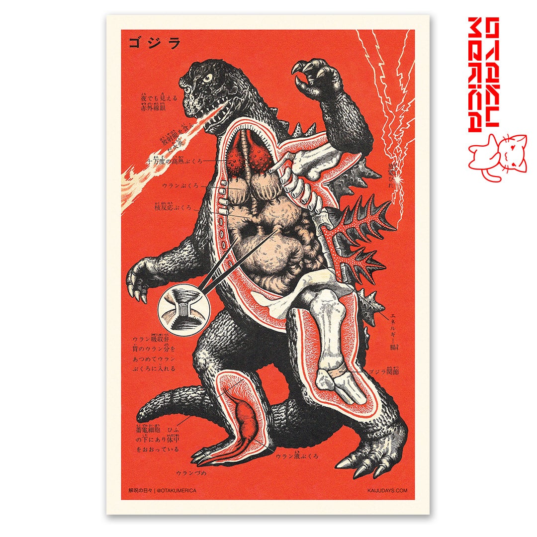 Kaiju Cutaway Anatomy Art Print Godzilla - 11 x 17in | Otakumerica