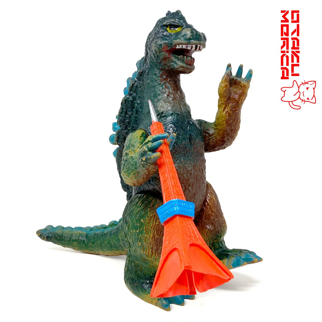Bullmark 1970 Jumbo Godzilla with Tower - Vintage Kaiju Sofubi Figure ...